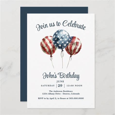 Patriotic Birthday Party Invitation Zazzle Birthday Party