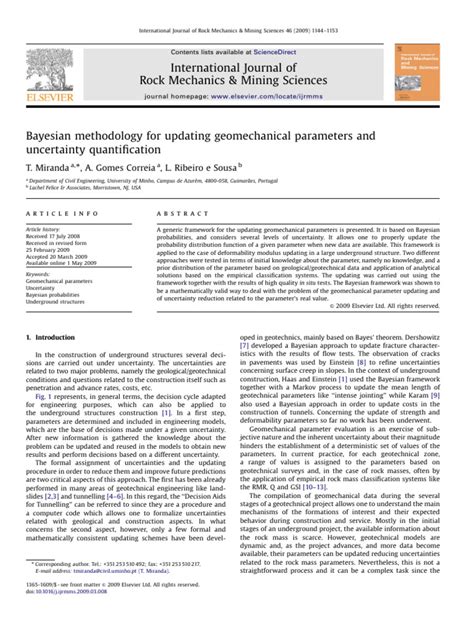 Bayesian Methodology For Updating Geomechanical Parameters and Uncertainty Quantification | PDF ...