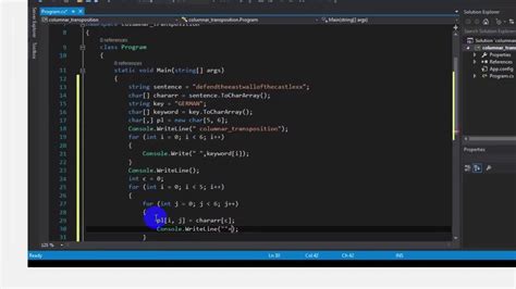 Columnar Transposition Cipher Encryption C Sharp Code Explained In