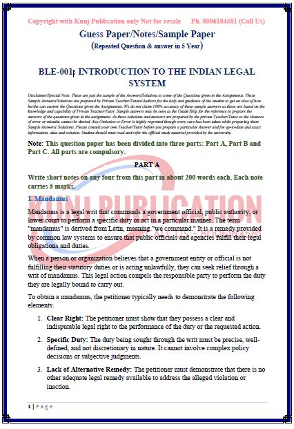 Ignou Ble 001 Guess Papernotessample Paper English Medium