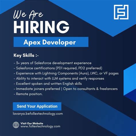 Hiring Apexdeveloper Salesforce Remotejob Lavanya Basavraj