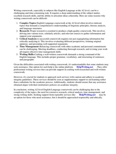 English Language Coursework A2 Introduction Pdf Essays English