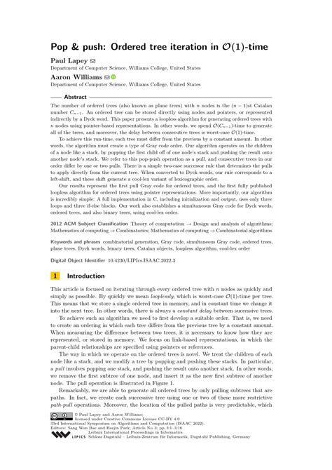 Pdf Pop And Push Ordered Tree Iteration In O1 Time