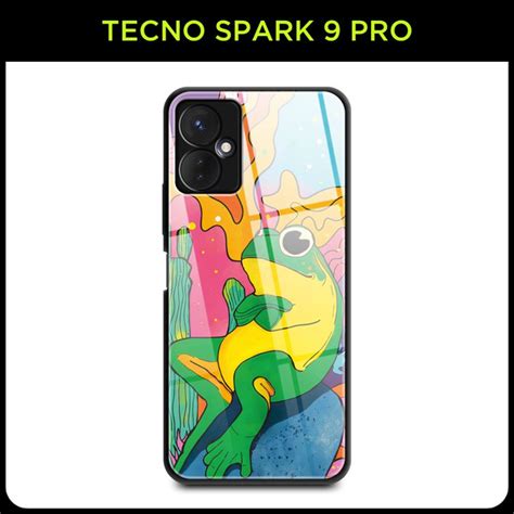 Стеклянный чехол на Tecno Spark 9 Pro Текно Спарк 9 Про с принтом Рисунок лягушки купить с