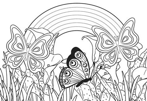 Butterfly And Rainbow Coloring Pages