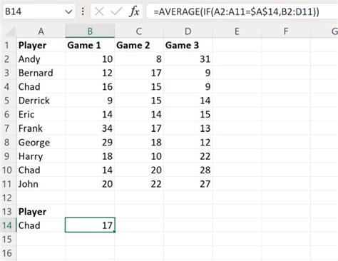 Excel Use VLOOKUP To Average Multiple Rows