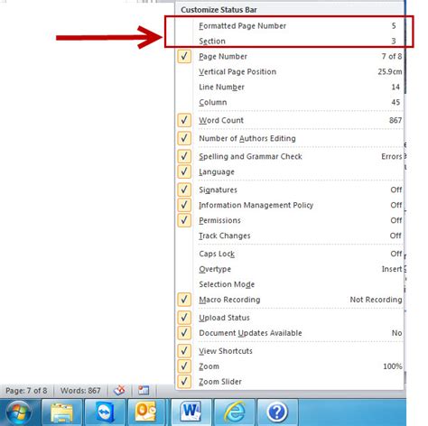 Solved Word VBA Code To Show Sections And Formatted Page Number On Status Bar Experts