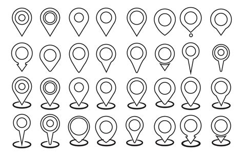 Set Of Address Place Icon Symbol In Outline Pin Icon Set Location Icon