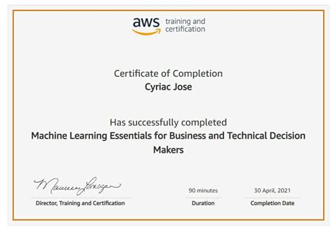 cyriac jose on linkedin aws machinelearning certificateofcompletion