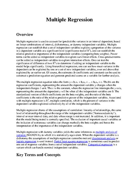 P Value P Value And Regression Multiple Regression Overview