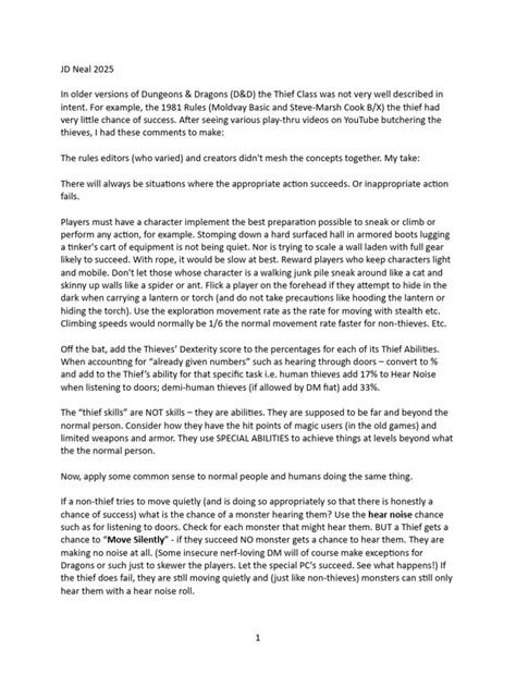 Playing Thieves In Older Dandd Games Pdf