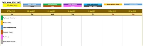 Excel Calendar Template Recurring Events Weekly Schedule Template Excel Event Calendar