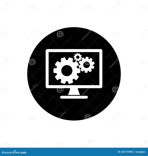 Computer Settings Icon Rounded Button Style Vector Stock Illustration