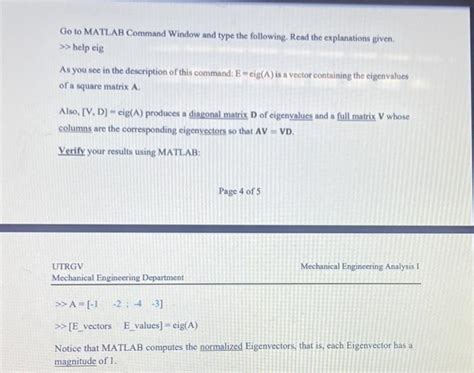 Solved Go To Matlab Command Window And Type The Following