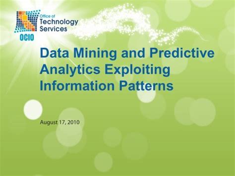Data Mining And Predictive Analytics Exploiting Information Patterns