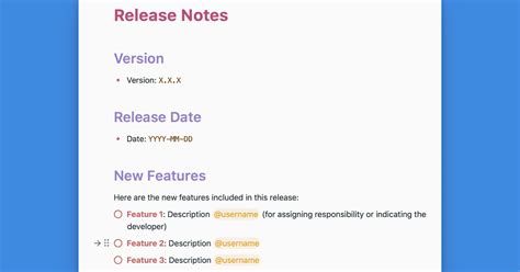 Release Notes Template