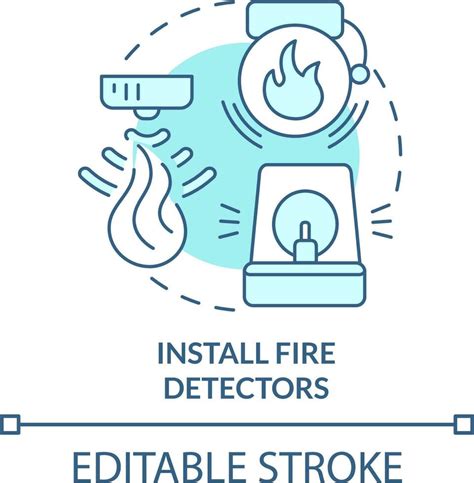 Install Fire Detectors Turquoise Concept Icon Wild Fire Safety Abstract Idea Thin Line