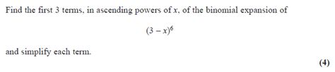 Exam Questions Binomial Expansion For Positive Integer Powers Examsolutions