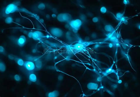 Abstract Neural Network Glowing Blue Lines And Nodes High Quality Image