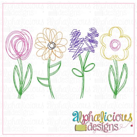 Spring Flowers Scribble Alphalicious Designs