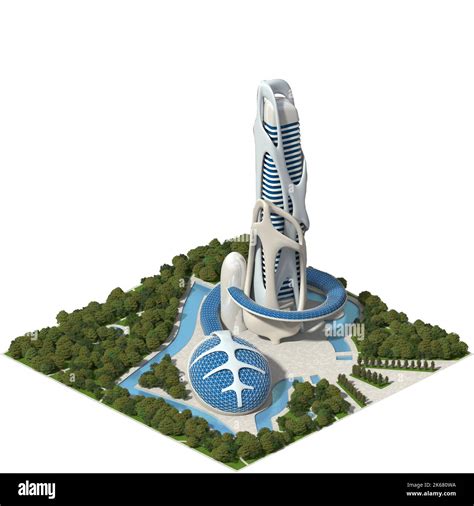 Futuristic Architecture Square Tiled Game Rendered In Dimetric Projection With An Isometric