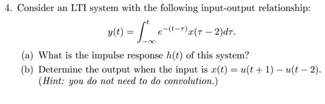 Solved Consider An Lti System With The Following