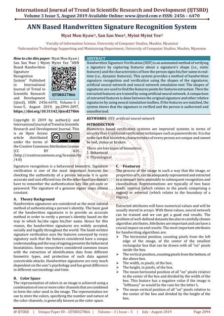 Ann Based Handwritten Signature Recognition System Pdf