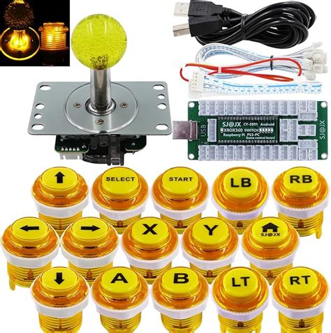 Sjjx Arcade Game Controller Usb Encoder Diy Kit Led Cherry Mx Microswitch Lamp Button 4 8way