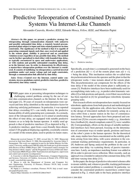 pdf predictive teleoperation of constrained dynamic systems via