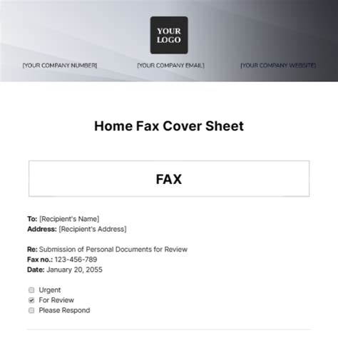 Free Home Fax Cover Sheet Template To Edit Online