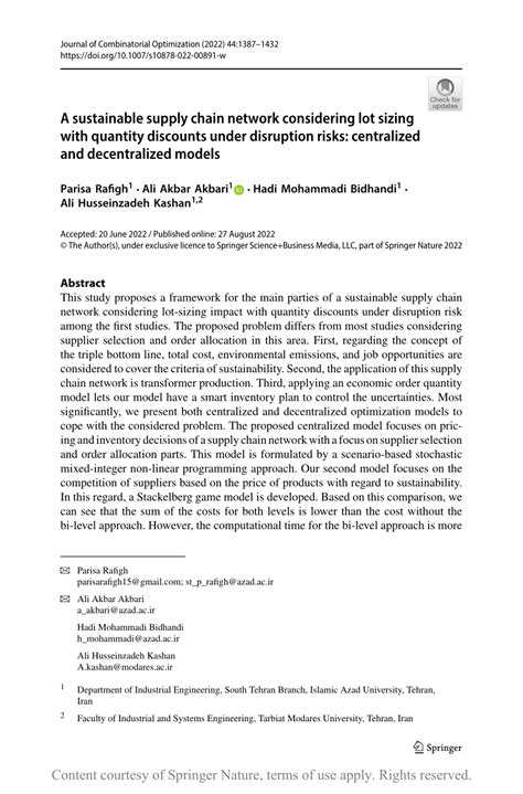 A Sustainable Supply Chain Network Considering Lot Sizing With Quantity Discounts Under