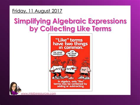 Simplifying Algebraic Expressions By Collecting Like Terms Lesson Differentiated Quizzes