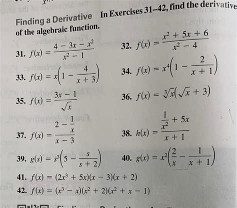 solved finding a derivative in exercises 31 42 find the