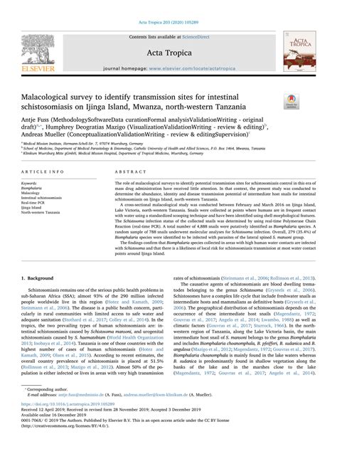 Pdf Malacological Survey To Identify Transmission Sites For