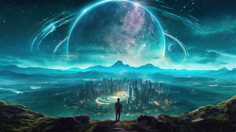 놀라운 사이버펑크 풍경 갤럭시 클라우드 배경을 사용한 미래 공상과학 3d 렌더링 은하 배경 놀라 배경 과학 3d 배경 이미지 Hd 은하 놀라 과학 3d 배경