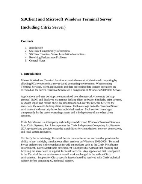 pdf sbclient and microsoft windows terminal server · sbclient and