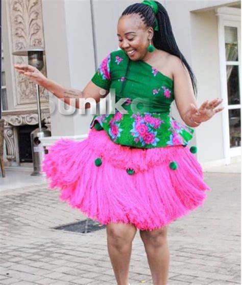 Beautiful Tsonga Dress Green And Pink Traditional African Clothing