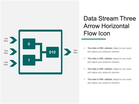 Data Stream Three Arrow Horizontal Flow Icon PowerPoint Presentation Pictures PPT Slide