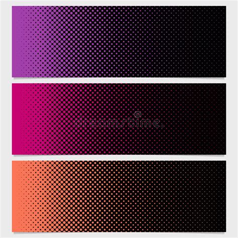 Halftone Dot Pattern Horizontal Banner Vector Graphic From Circles In Varying Sizes Stock