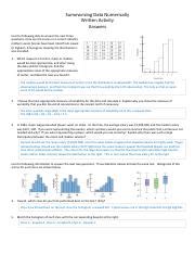 Summarizing Data Numerically Answers.pdf - Summarizing Data Numerically Written Activity Answers ...