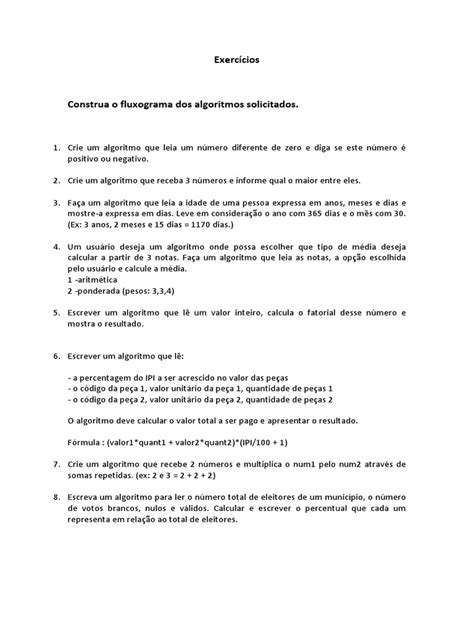 Exercicios 1 Algoritmos Pdf