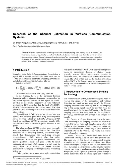 PDF Research Of The Channel Estimation In Wireless Communication Systems