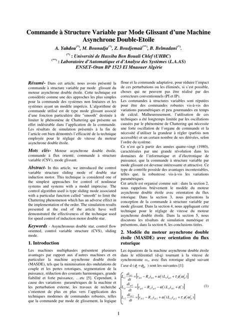 Pdf Commande à Structure Variable Par Mode Glissant Dune Machine