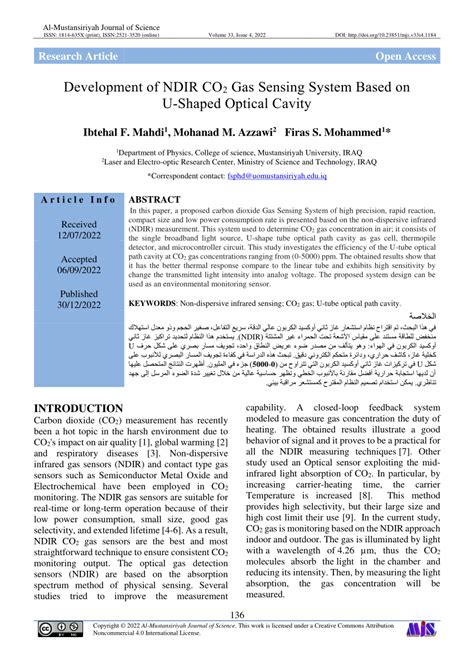 Pdf Development Of Ndir Co2 Gas Sensing System Based On U Shaped Optical Cavity