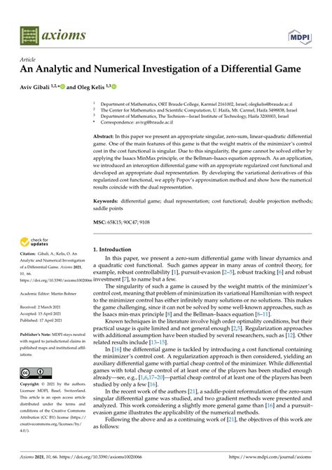 Pdf An Analytic And Numerical Investigation Of A Differential Game