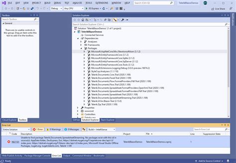 telerikblazordemos missing package telerik documents