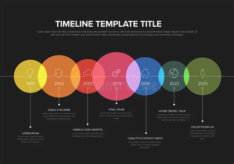Simple Dark Overlay Timeline Graph Template With Overlay Circle Blocks
