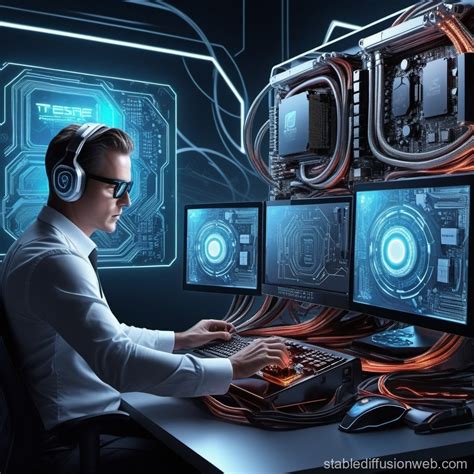 Technician Configuring Pc Hardware Stable Diffusion Online