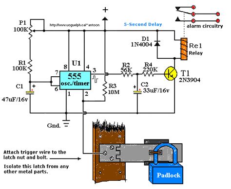 Touch Activated Alarm System Using 555 IC Schematics World