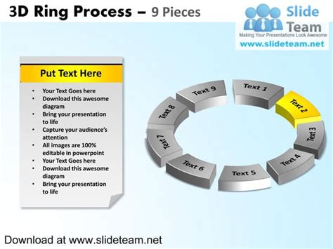 3 D Display Pie Chart Process 9 Pieces Powerpoint Diagrams And Powerpoint Templates Ppt